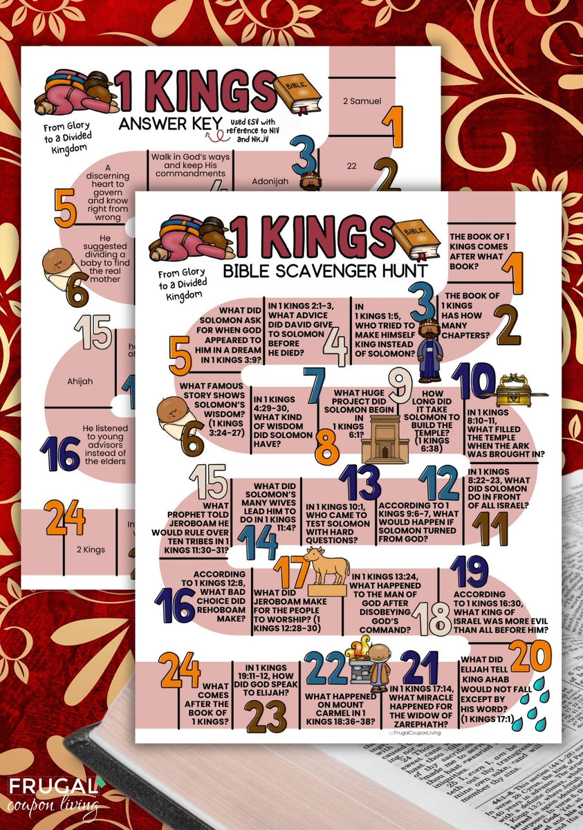 1 Kings Bible Scavenger Hunt Printable - Old Testament Bible Trivia ...