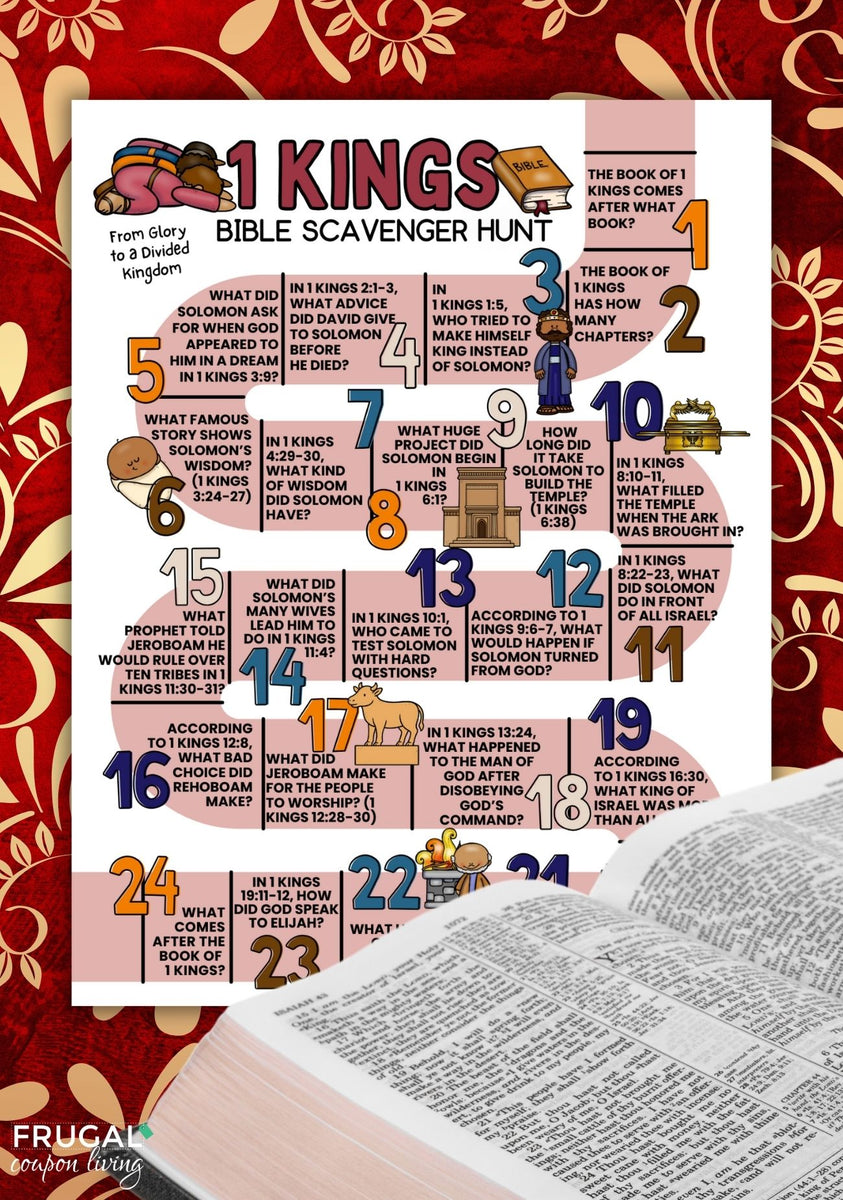 1 Kings Bible Scavenger Hunt Printable - Old Testament Bible Trivia ...