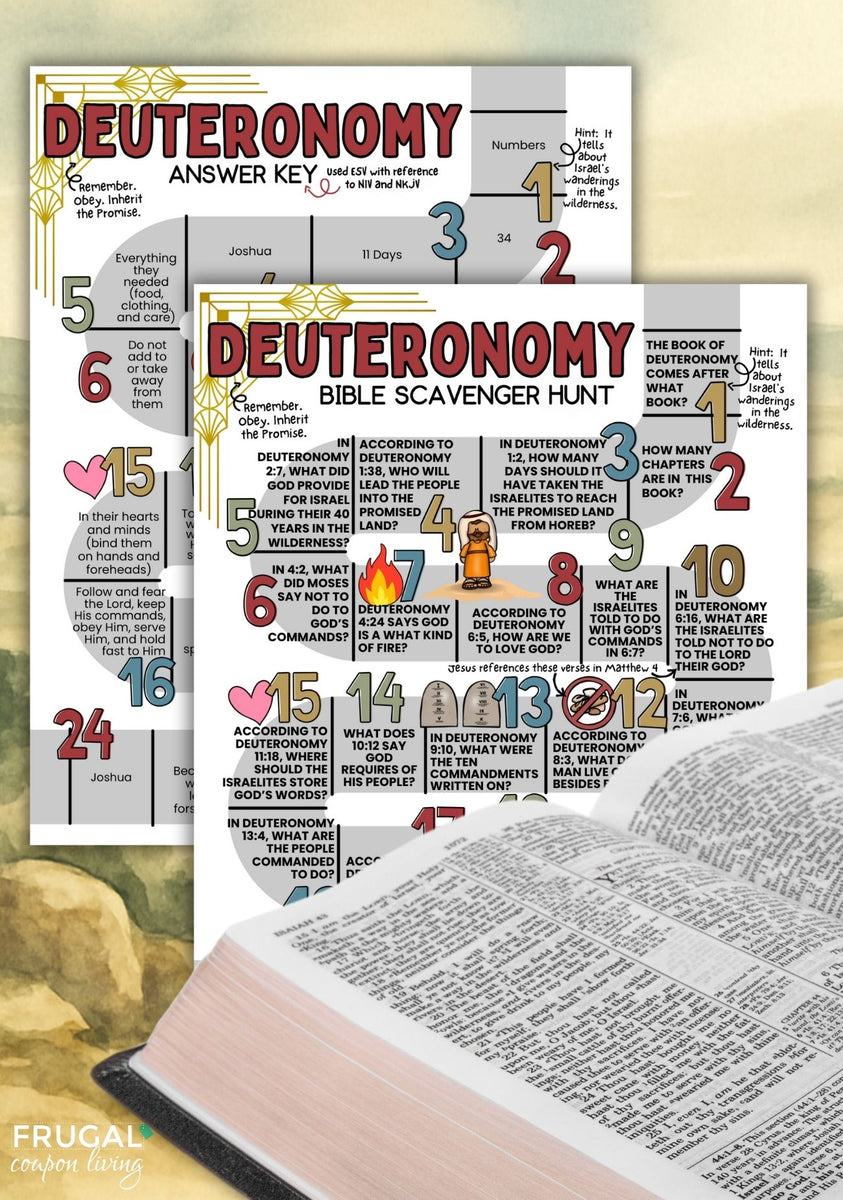 Deuteronomy Bible Scavenger Hunt Printable - Old Testament Bible Trivia ...