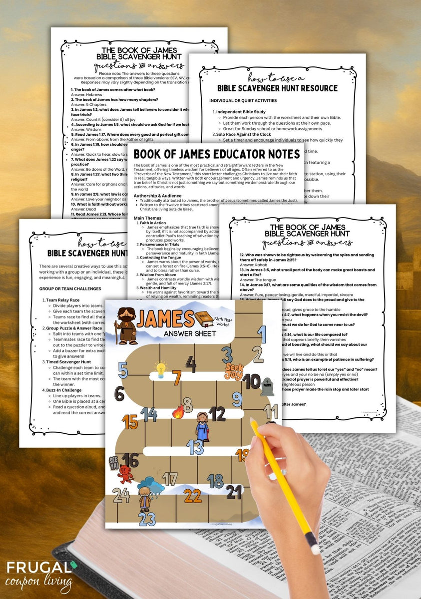 James Bible Scavenger Hunt - New Testament Bible Trivia – Frugal Coupon ...