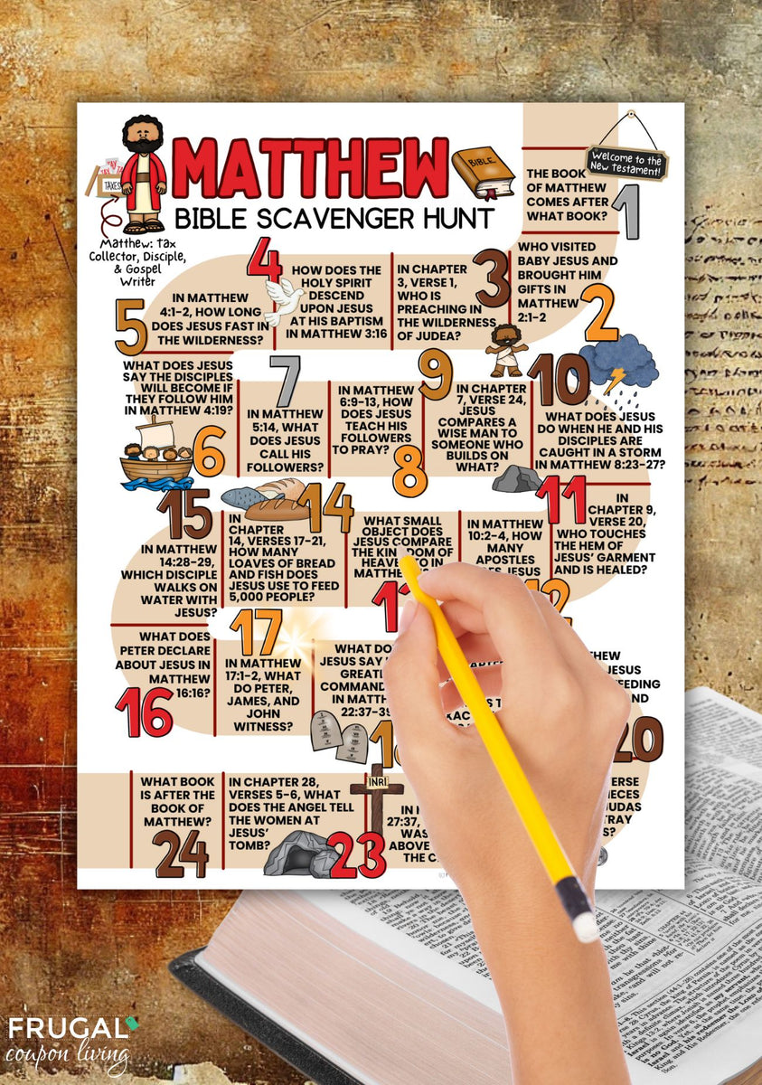 Matthew Bible Scavenger Hunt Printable - New Testament Bible Trivia ...