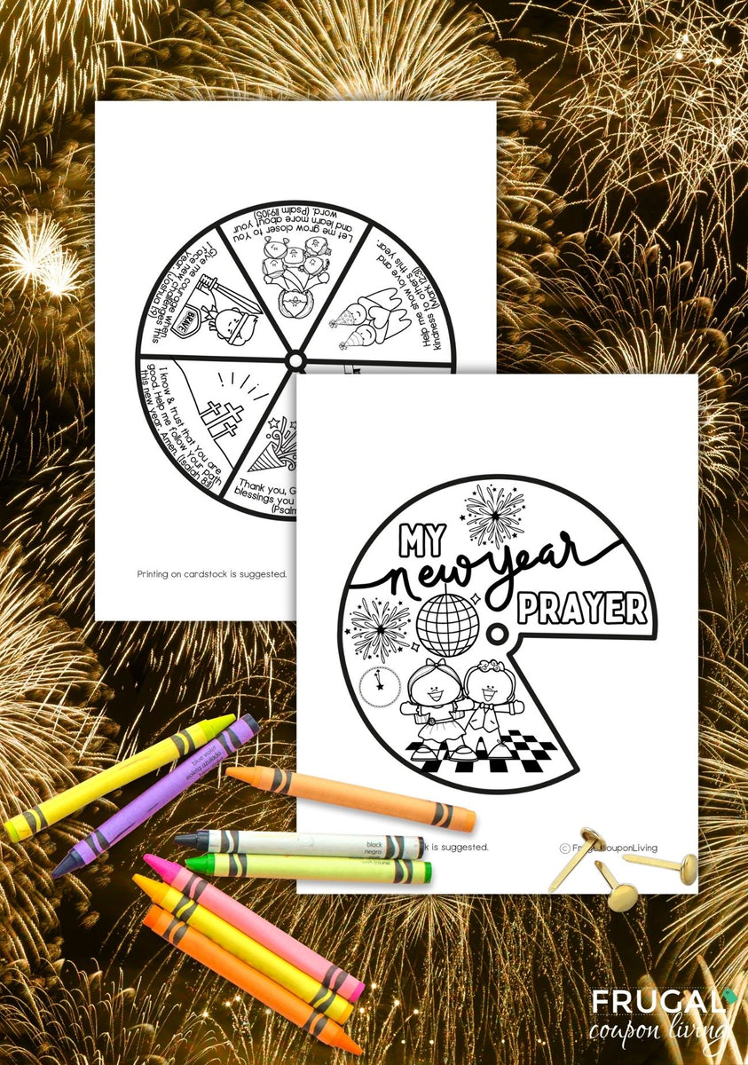 Christian New Year's Eve Craft for Kids - Coloring Wheel + Bible Verses ...