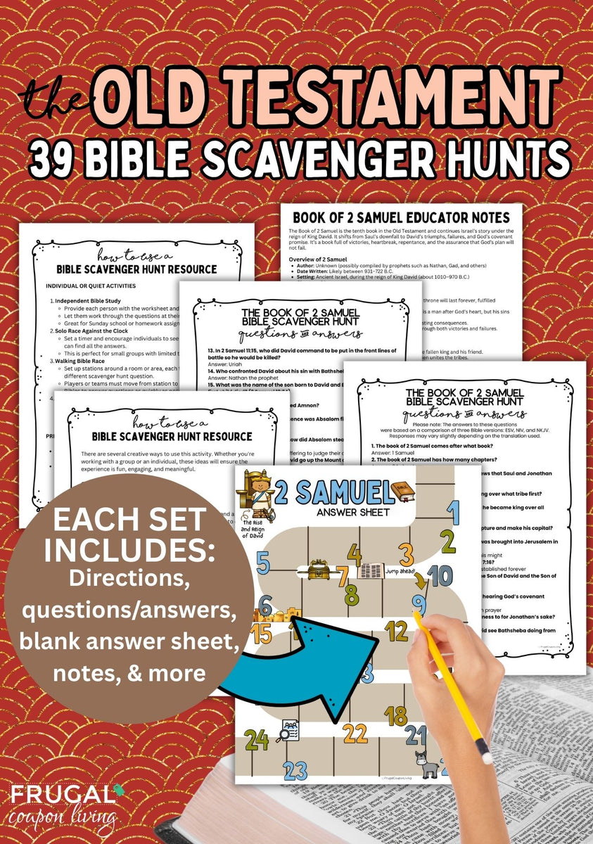 Old Testament Bible Scavenger Hunt Bundle - 39 Old Testament Activity ...