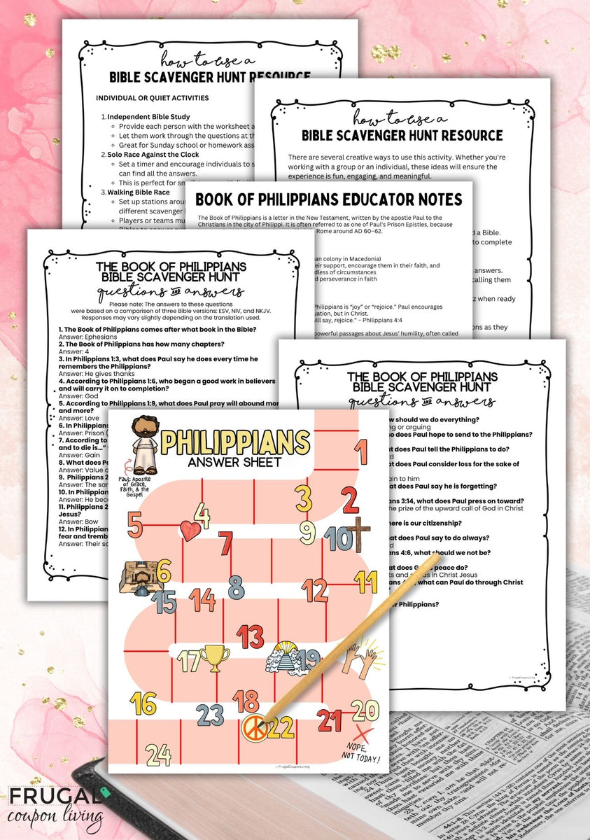 Philippians Bible Scavenger Hunt Printable - New Testament Bible Trivia ...