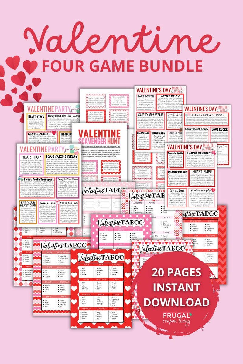 Valentine Party Game Bundle - Scavenger Hunt, Games & More – Frugal ...