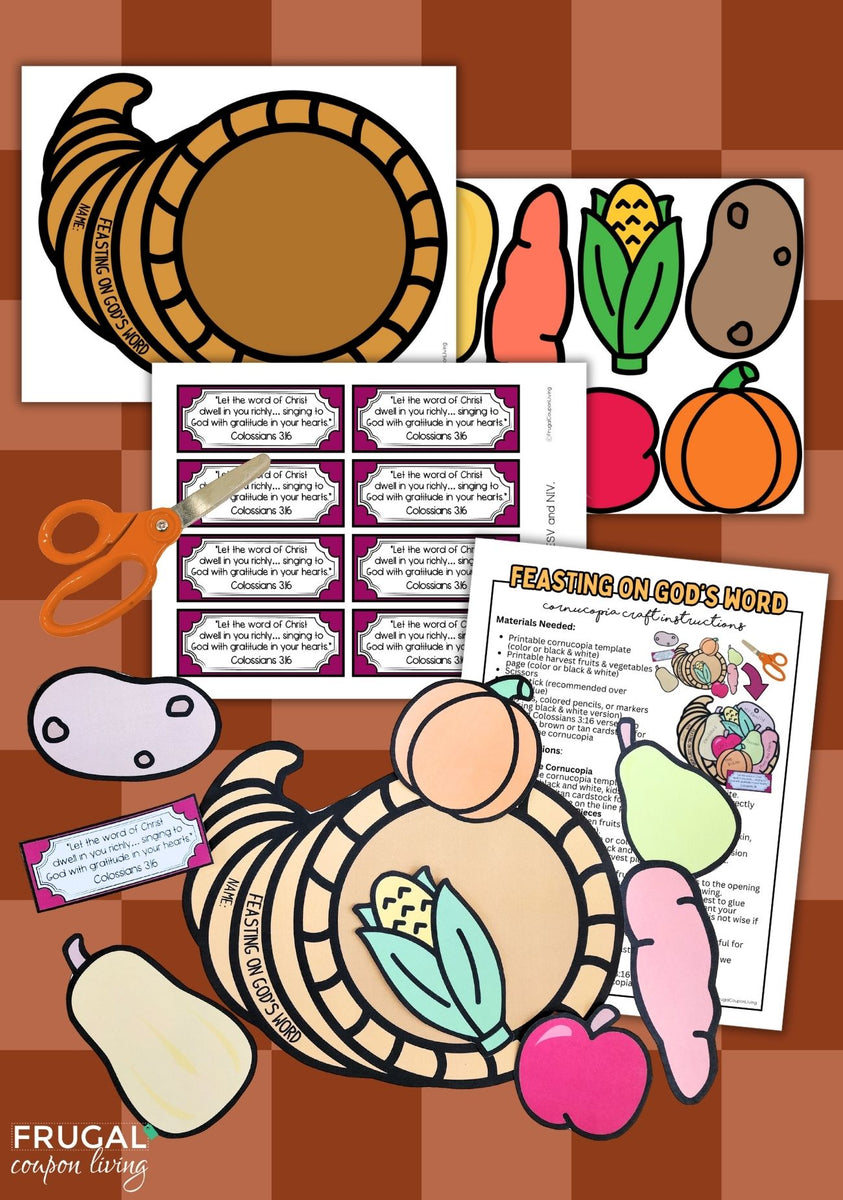 Feasting on God's Word Gratitude Cornucopia Craft for Thanksgiving ...