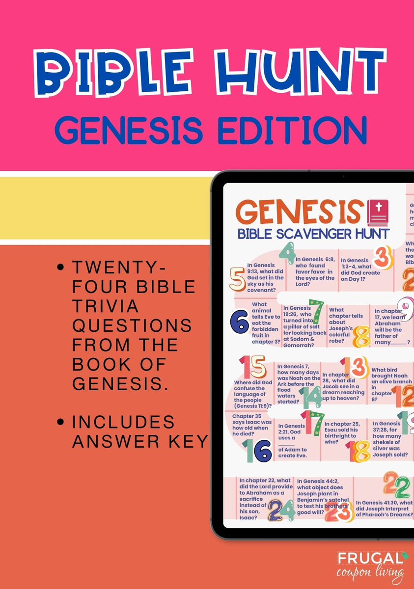 Genesis Bible Scavenger Hunt Printable - Bible Trivia Game Board ...