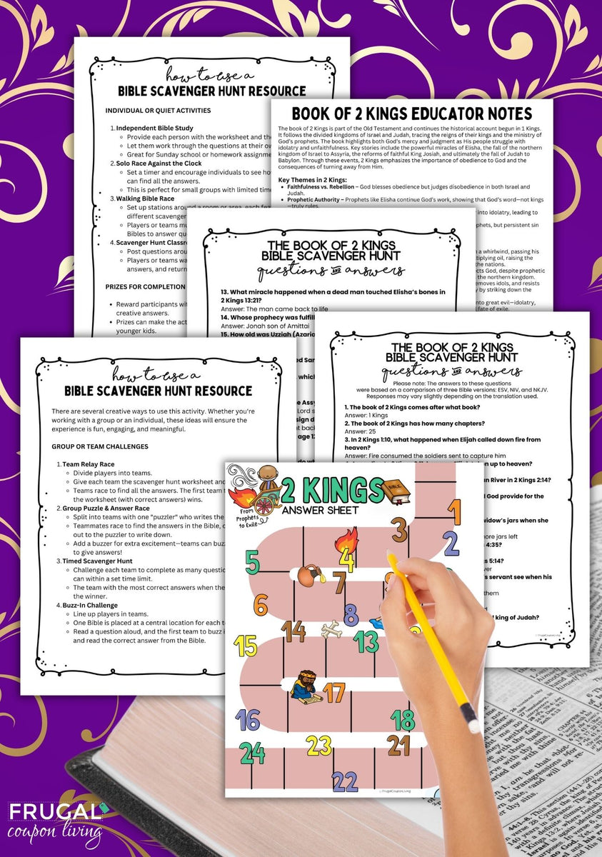 2 Kings Bible Scavenger Hunt Printable - Old Testament Bible Trivia ...
