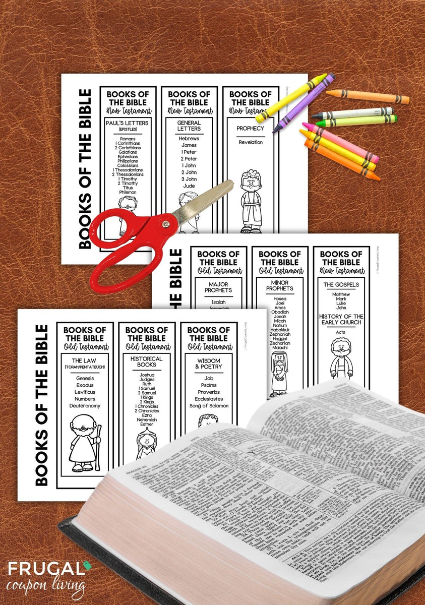 The 66 Books of the Bible Coloring Bookmark Set Divided into Sections ...