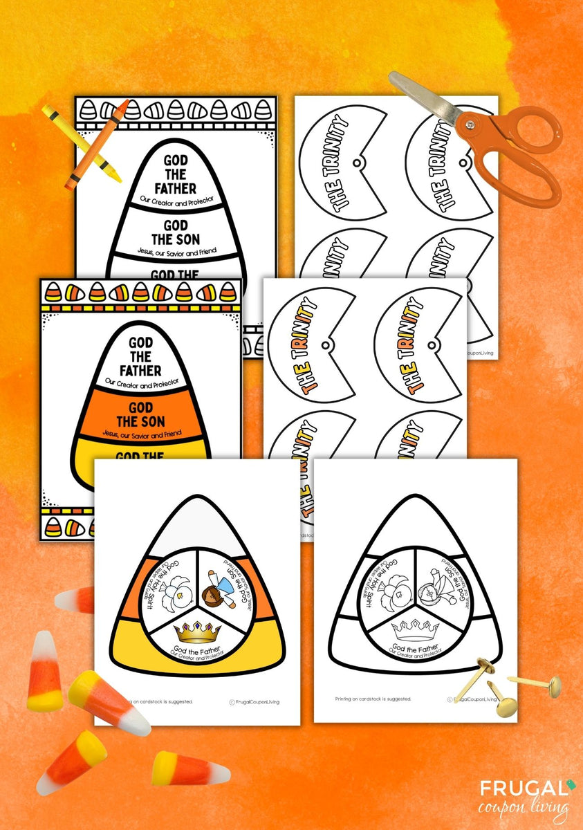 Trinity Candy Corn Craft: God is 3-in-1 Coloring Wheel for Halloween ...