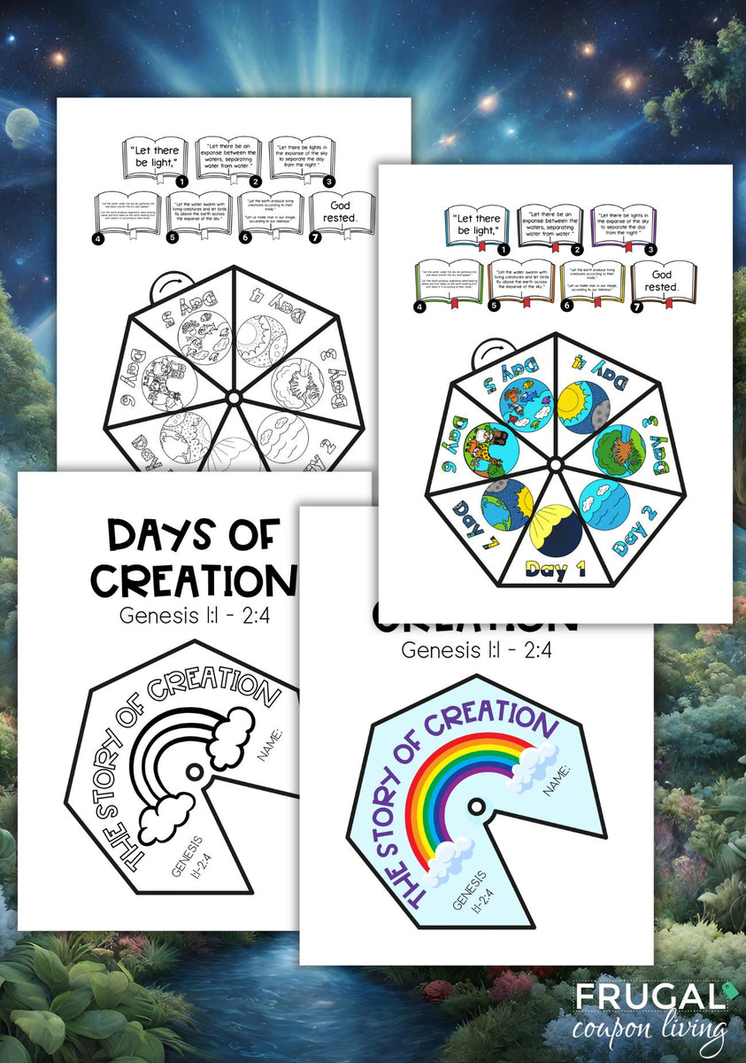 7-Day Creation Printable Coloring Pages Sunday School Activity for Kids ...