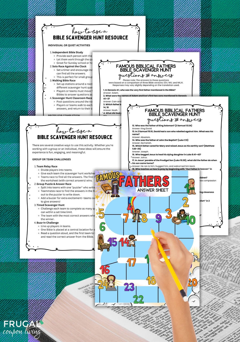 Famous Dads Bible Scavenger Hunt - Men of the Bible Trivia – Frugal ...
