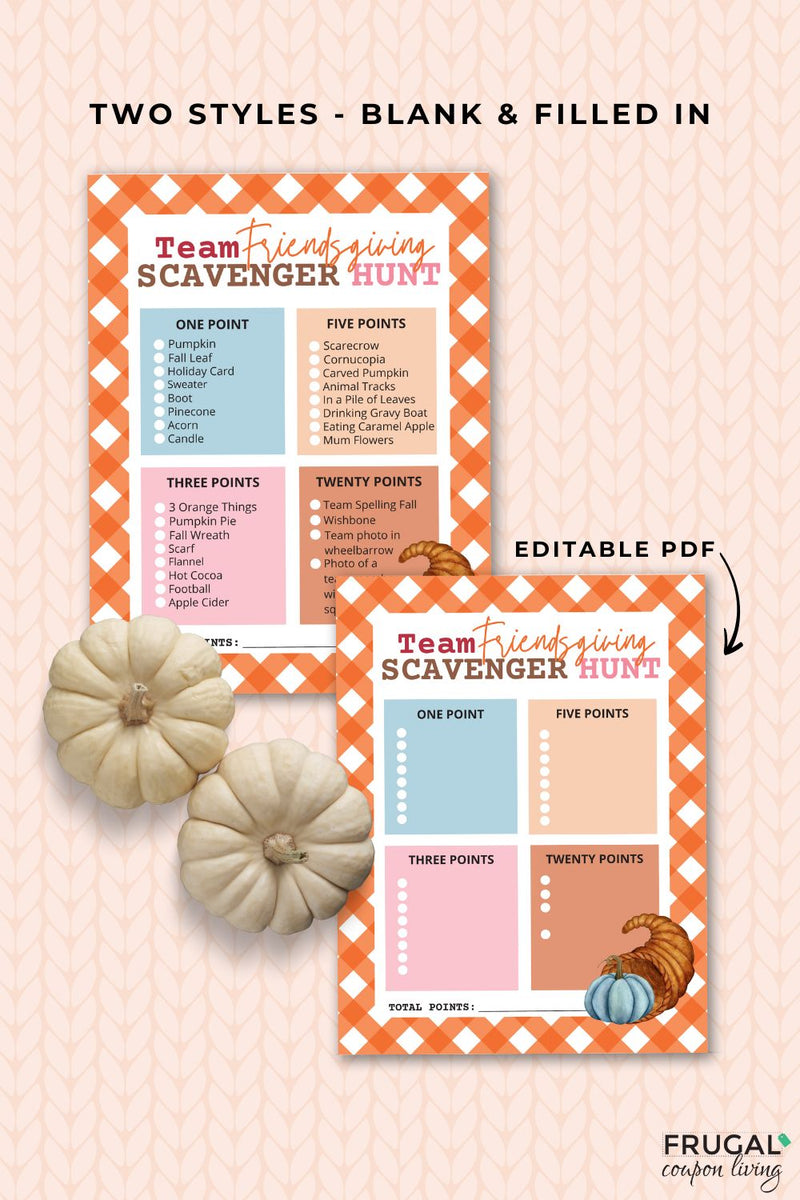 Friendsgiving Scavenger Hunt Printable - Large Group Games for Fall ...