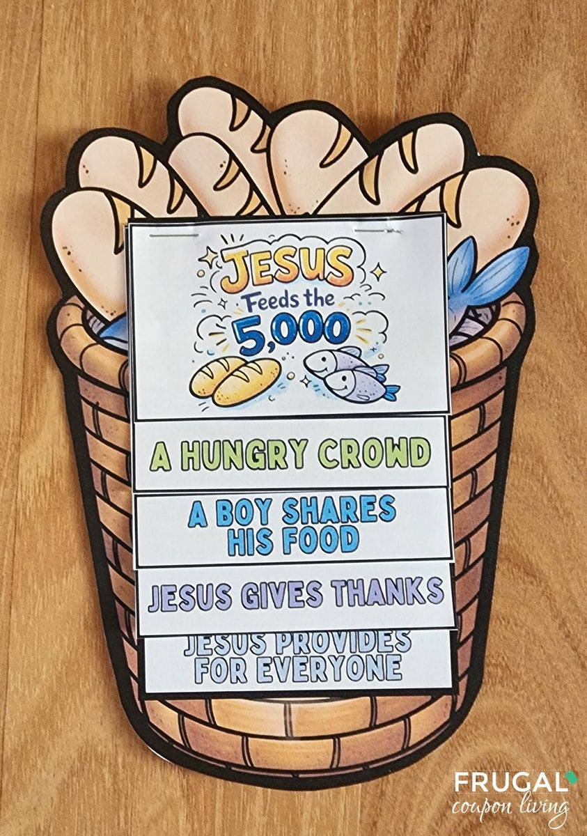 Jesus Feeds the 5,000 Flipbook Bible Craft - Loaves and Fish Miracle ...