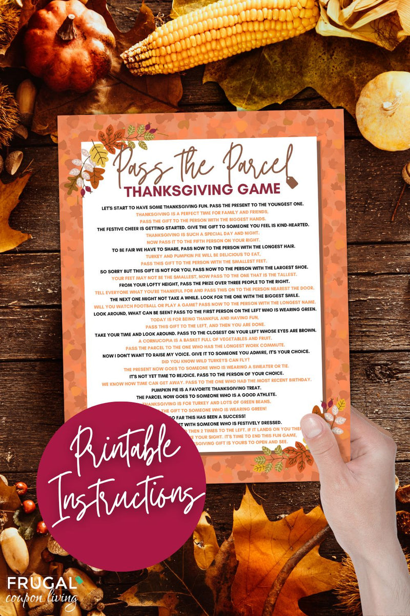 Pass the Parcel Thanksgiving Game Printable – Frugal Coupon Living