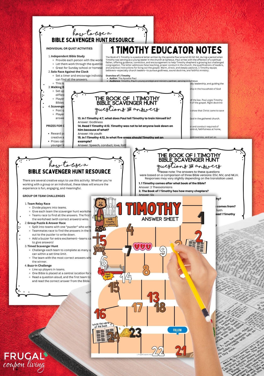 1 Timothy Bible Scavenger Hunt: Paul's Letters New Testament Bible ...