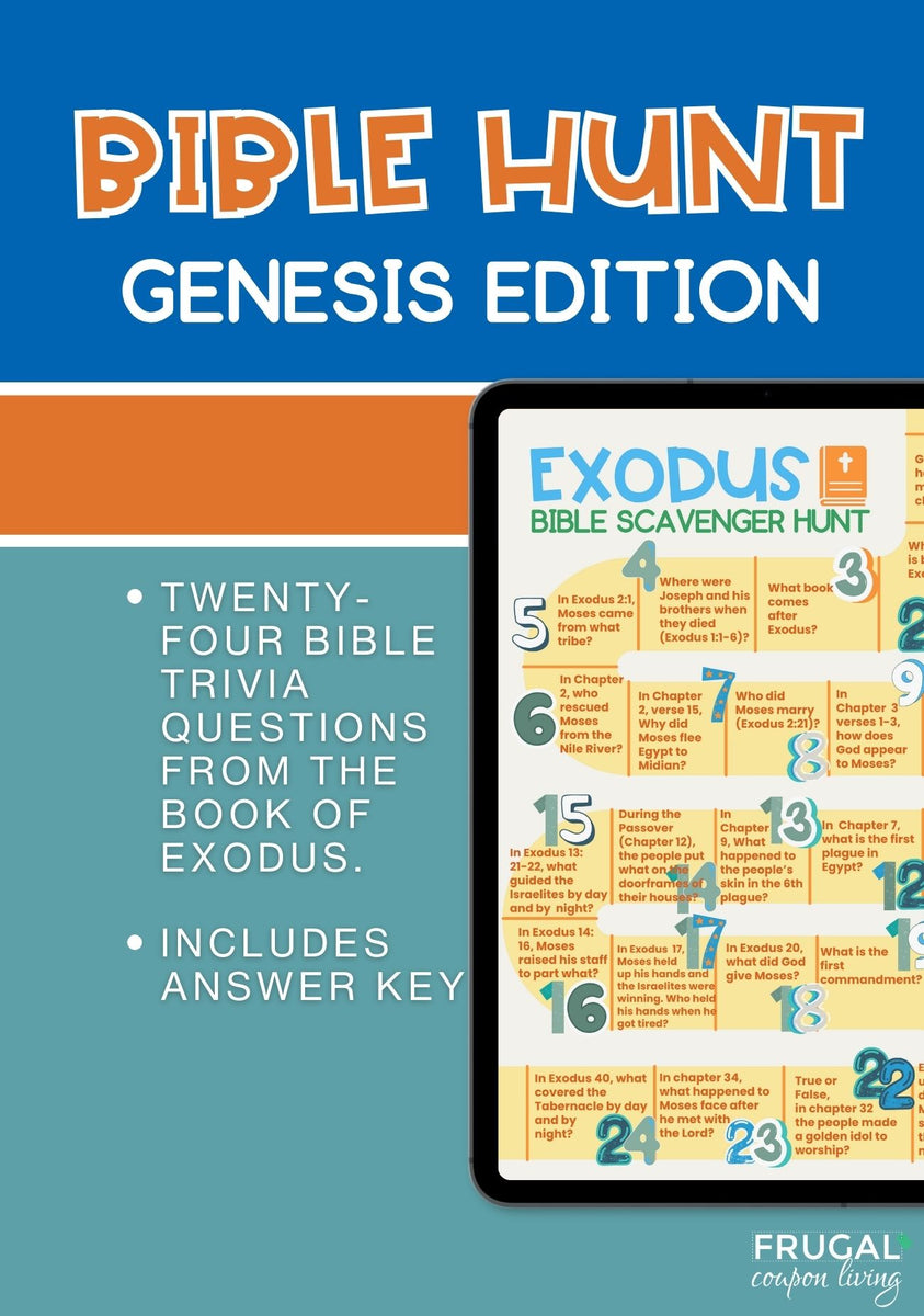 Exodus Bible Scavenger Hunt Printable - Bible Trivia Game Board ...