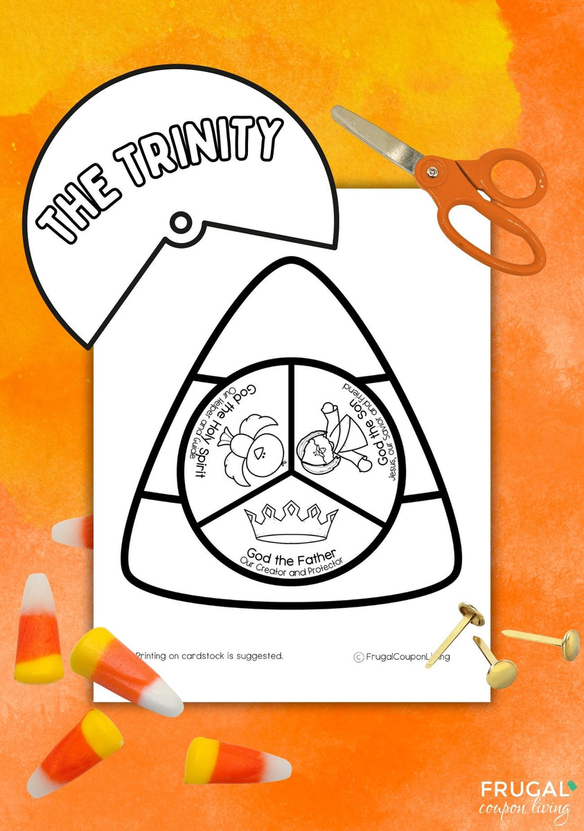 Trinity Candy Corn Craft: God is 3-in-1 Coloring Wheel for Halloween ...