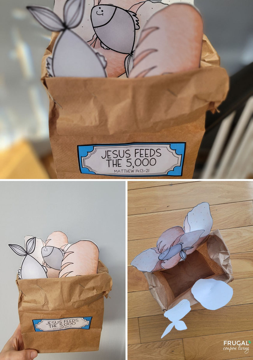 2 Fish 5 Loaves of Bread Basket Craft - Jesus Feeds the 5,000 Printable ...