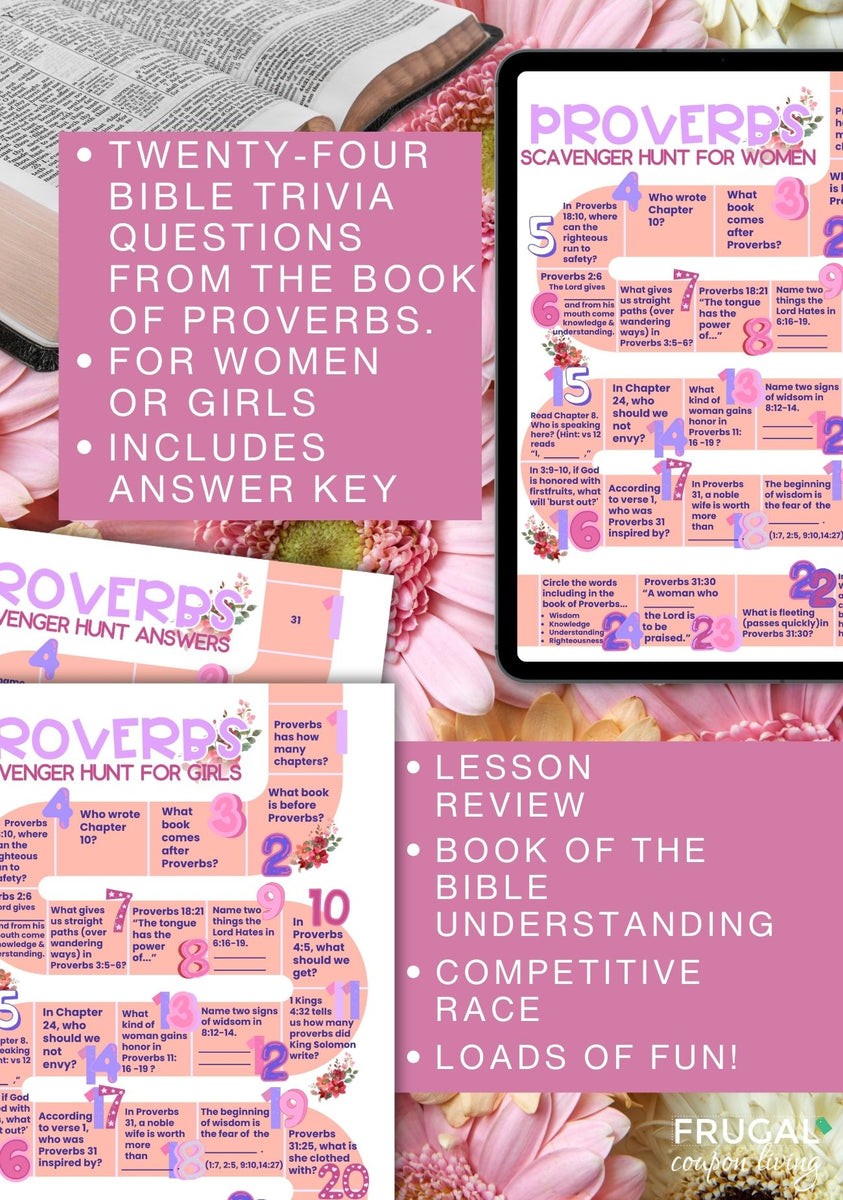 Proverbs Bible Scavenger Hunt Printable - Book of Proverbs Trivia ...