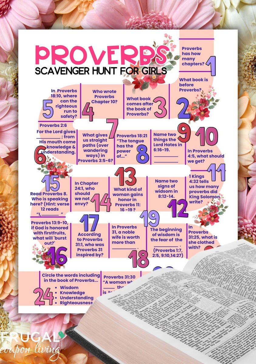 Proverbs Bible Scavenger Hunt Printable - Book of Proverbs Trivia ...
