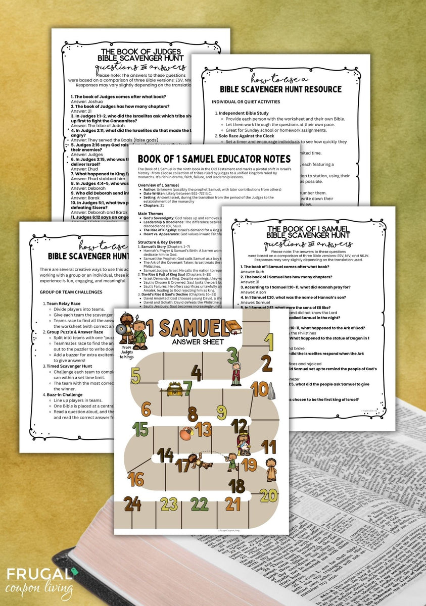 1 Samuel Bible Scavenger Hunt Printable - Old Testament Bible Trivia ...