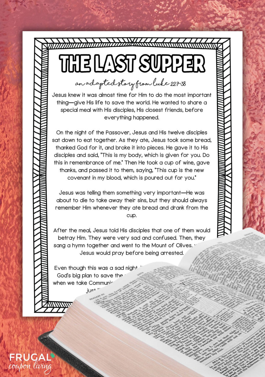 The Last Supper Activity Mat Printable for Kids – Frugal Coupon Living