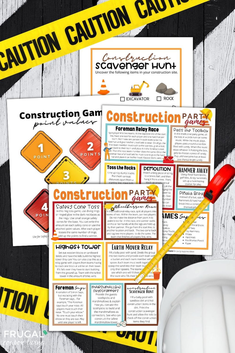 13 of the Best Construction Party Games for Kids Printable PDF – Frugal ...