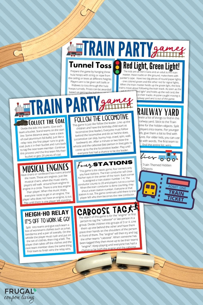 Train Party Games for Kids - PDF with Directions & Supply List – Frugal ...