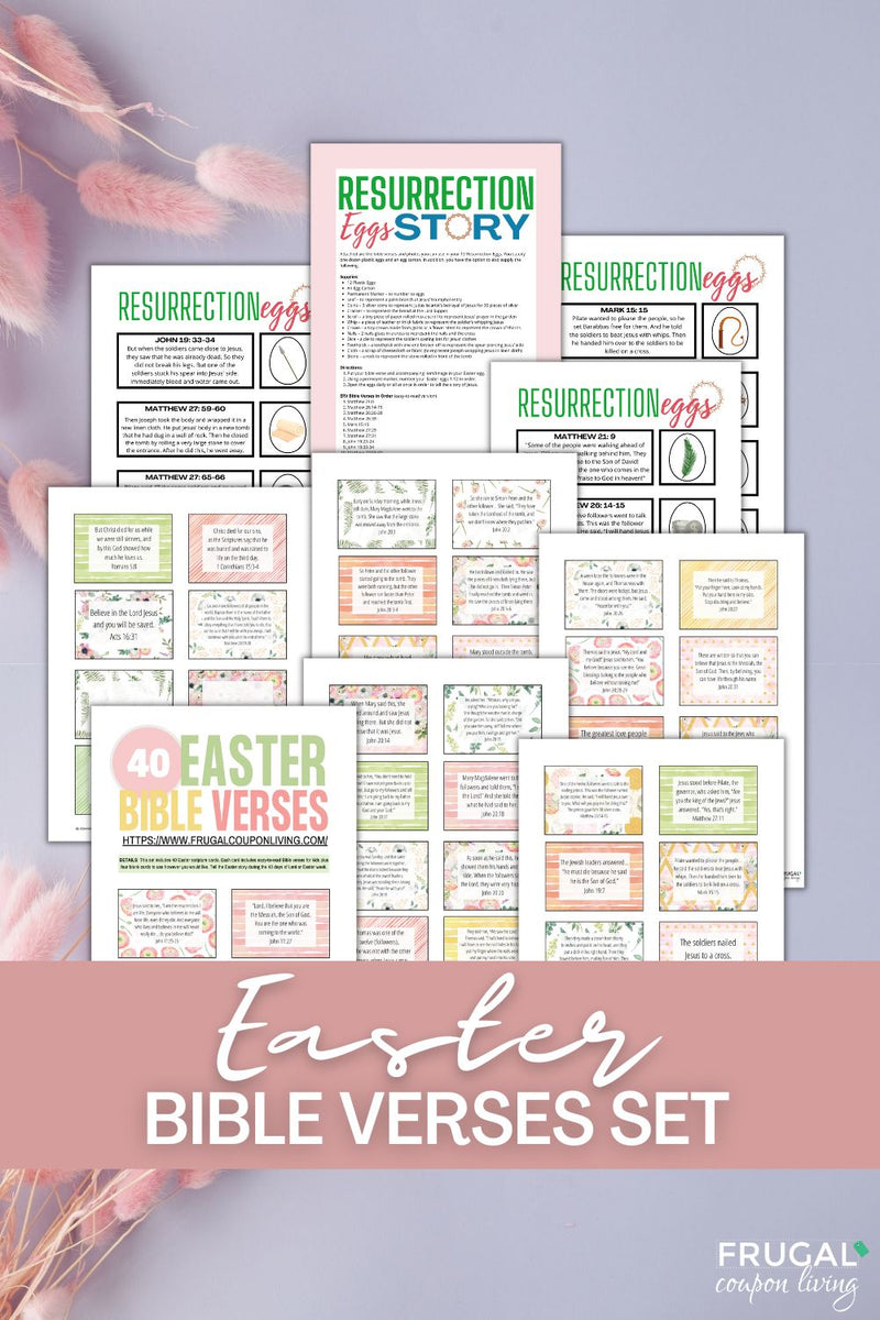 Easter Bible Verses for Kids Set - 40 Lent Verses & Resurrection Eggs ...