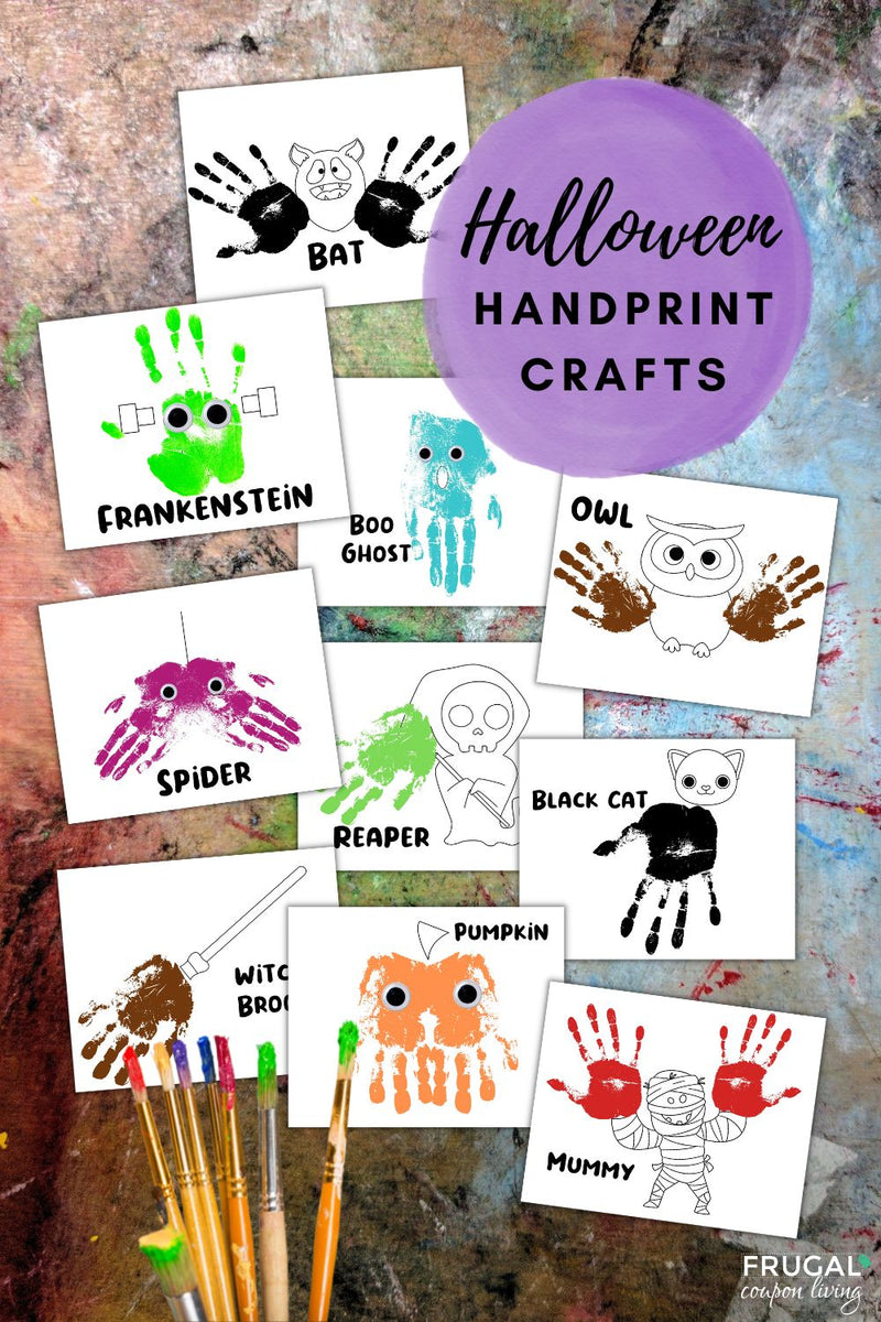 Cute Printable Halloween Handprint Art Set - Ghost, Monster, Witch ...