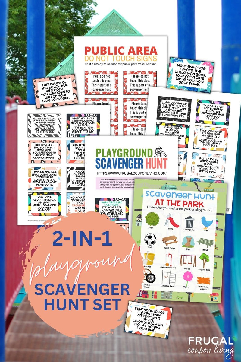 Playground Scavenger Hunt Set for Kids - Checklist and Clue Cards ...