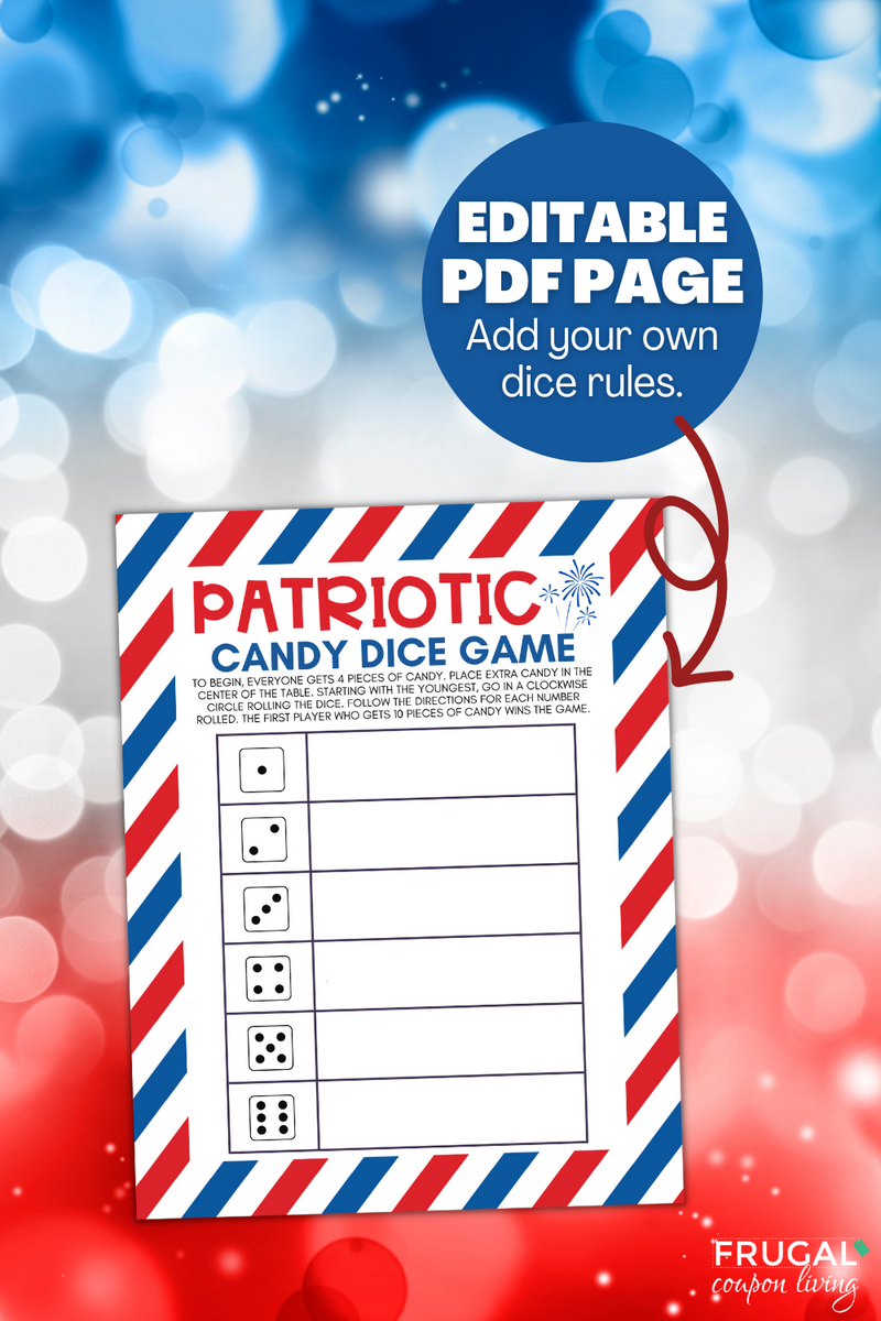 Super Fun 4th of July Party Game - Candy Dice Game Printable – Frugal ...