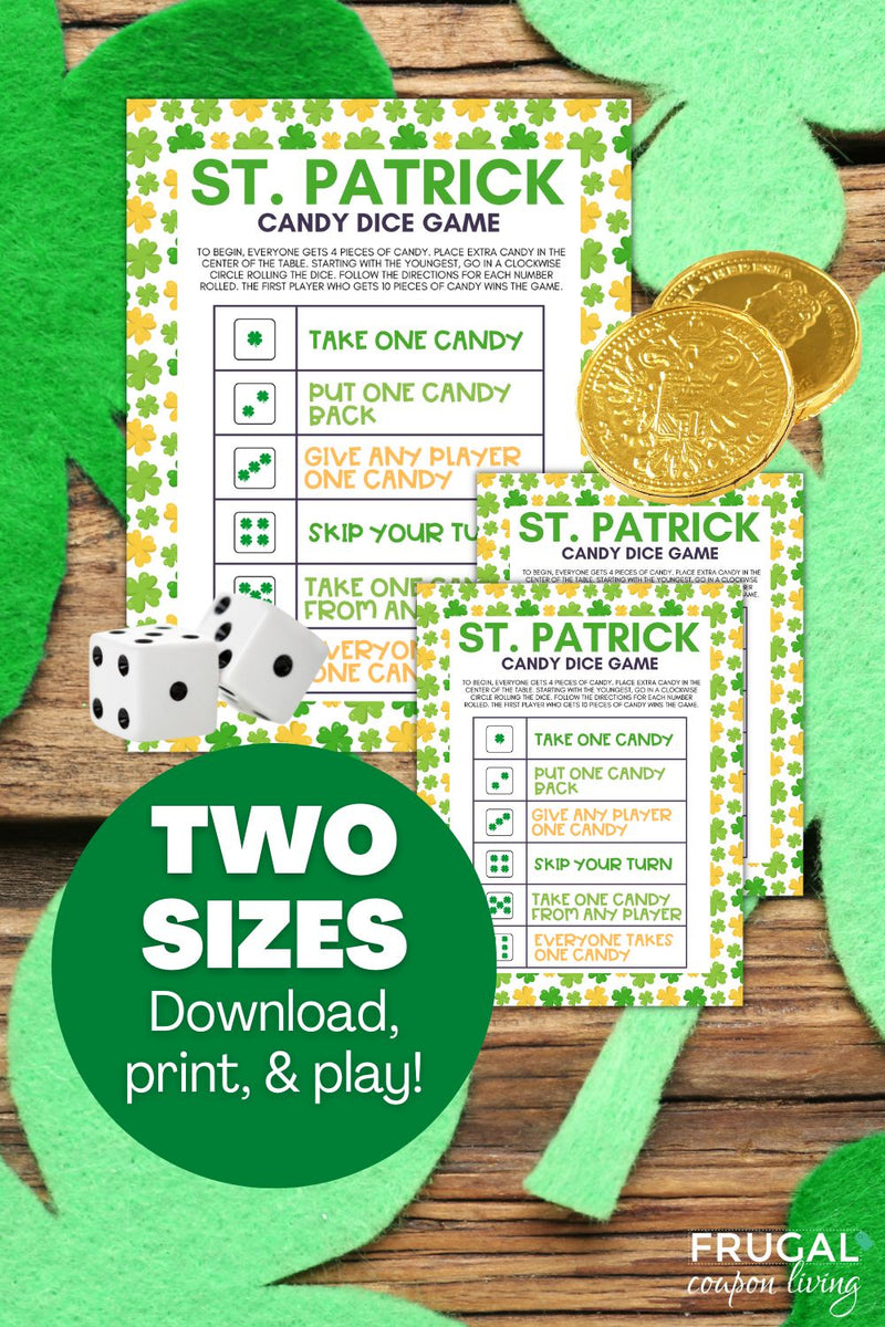 Fun St. Patrick's Day Candy Dice Game for Kids - Print Today! – Frugal ...