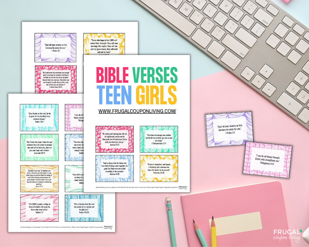 Bible Verses for Teen Girls | Scripture Memory Cards Printable – Frugal ...