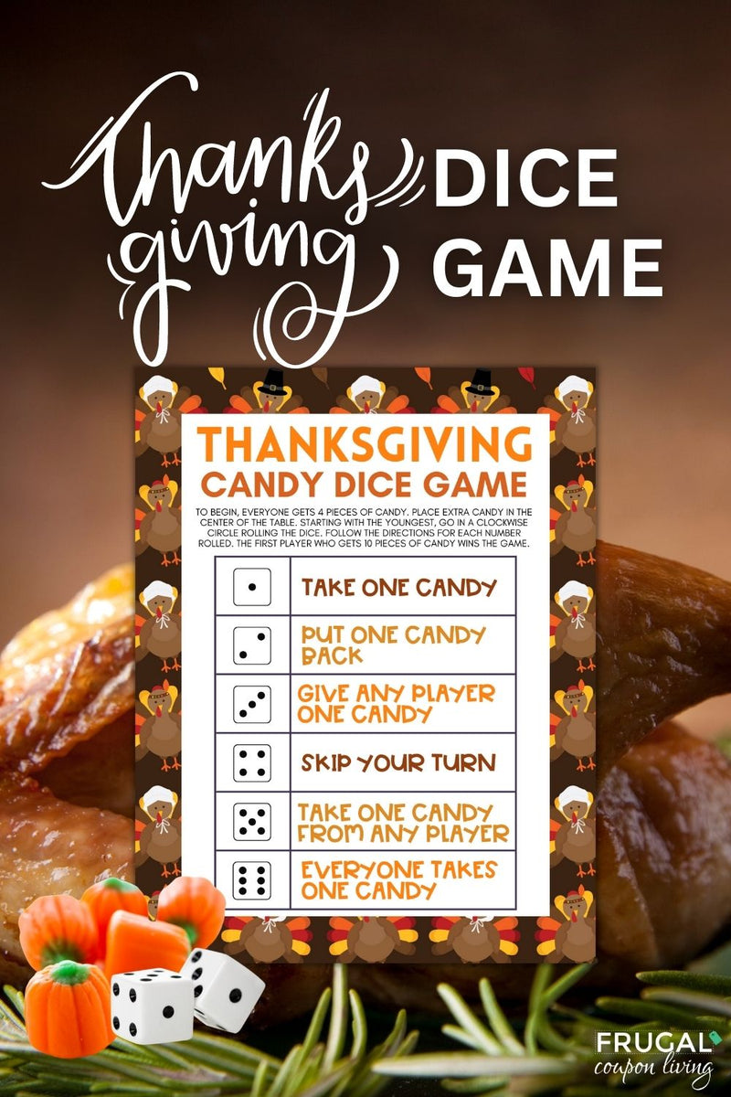 Fun Thanksgiving Candy Dice Game for Kids - Print Today! – Frugal ...