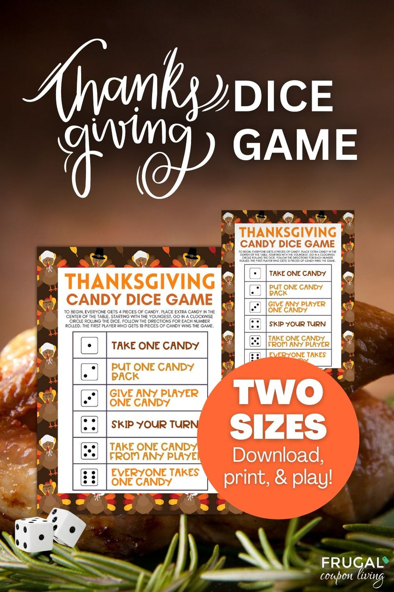 Fun Thanksgiving Candy Dice Game for Kids - Print Today! – Frugal ...