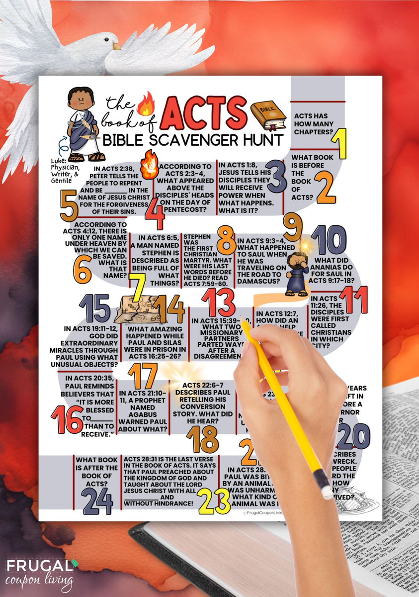 Acts Bible Scavenger Hunt Printable - New Testament Bible Trivia ...