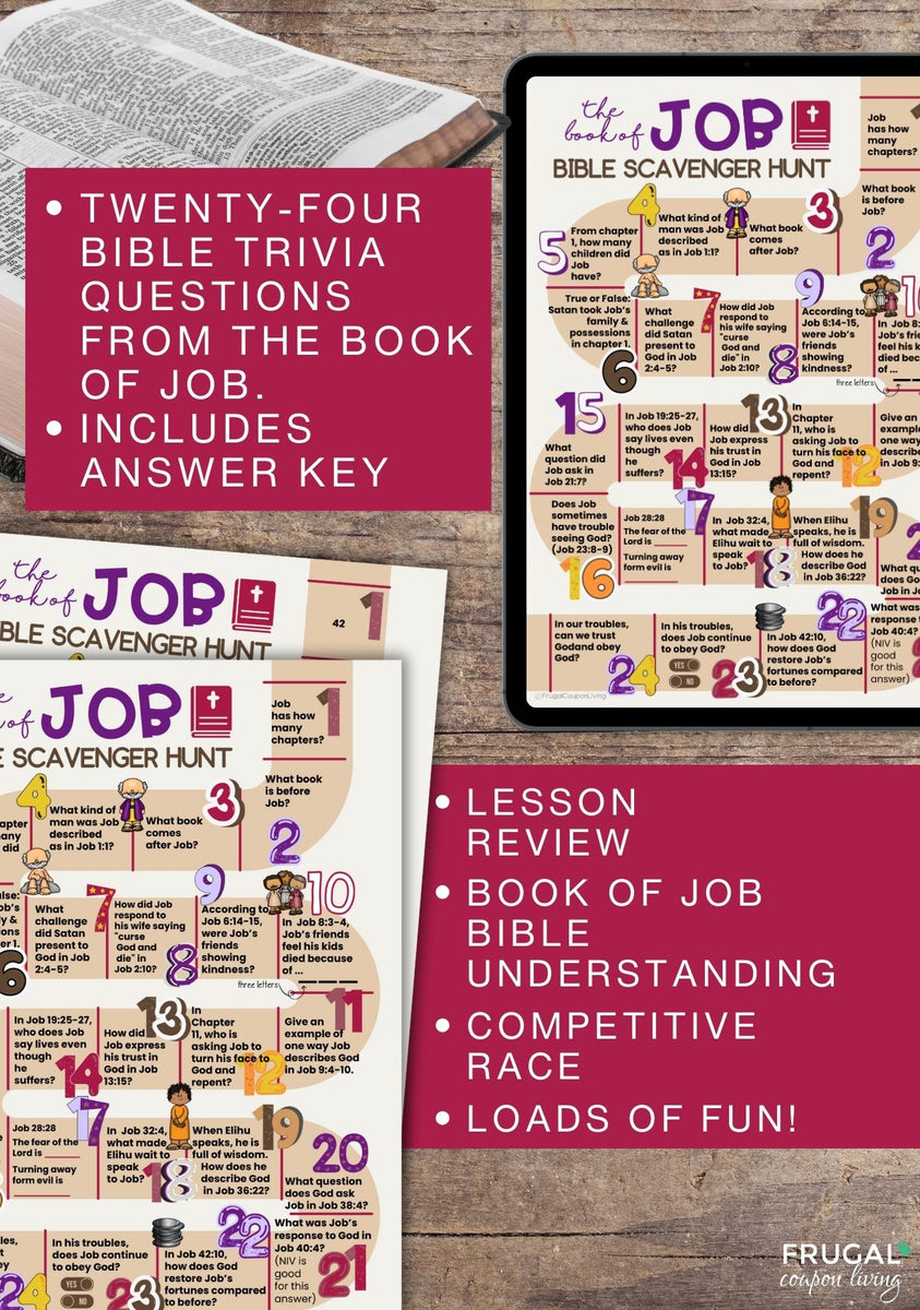 Job Bible Scavenger Hunt Printable - Bible Trivia Game Board – Frugal ...