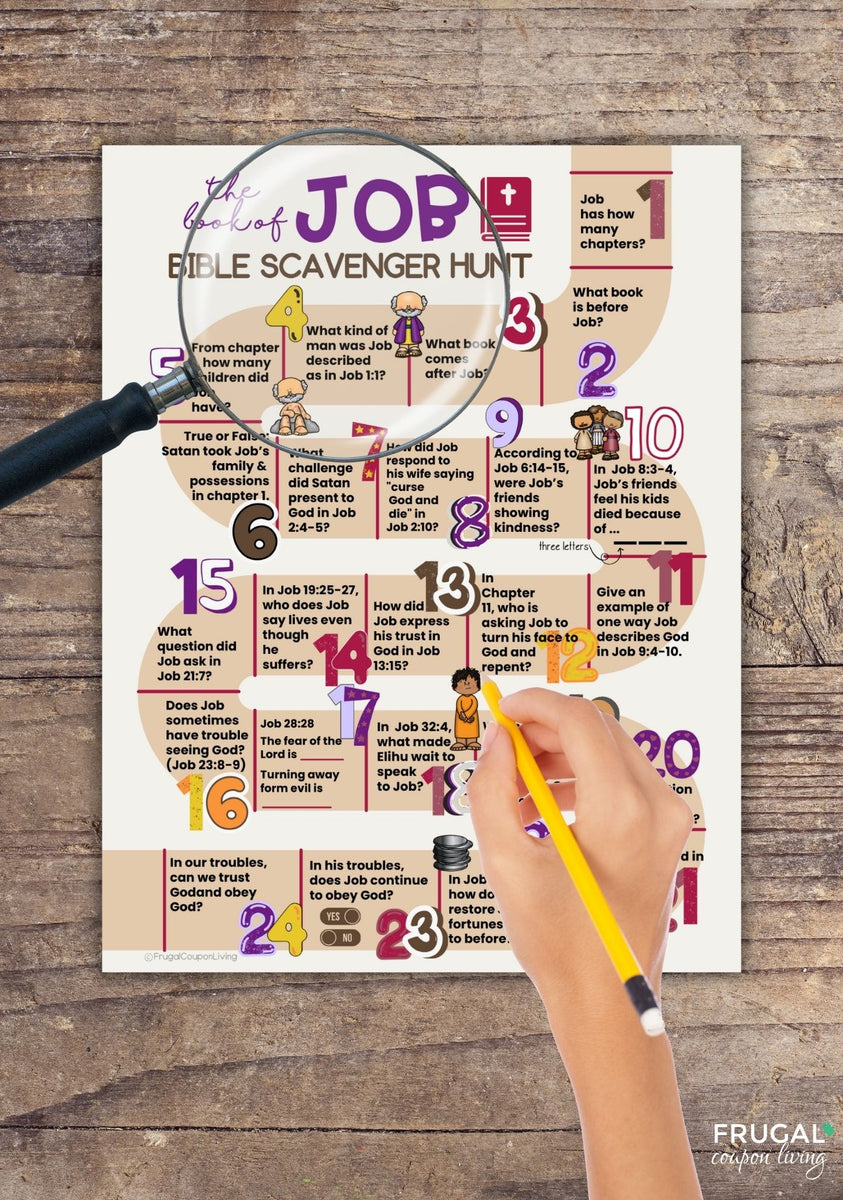 Job Bible Scavenger Hunt Printable - Bible Trivia Game Board – Frugal ...