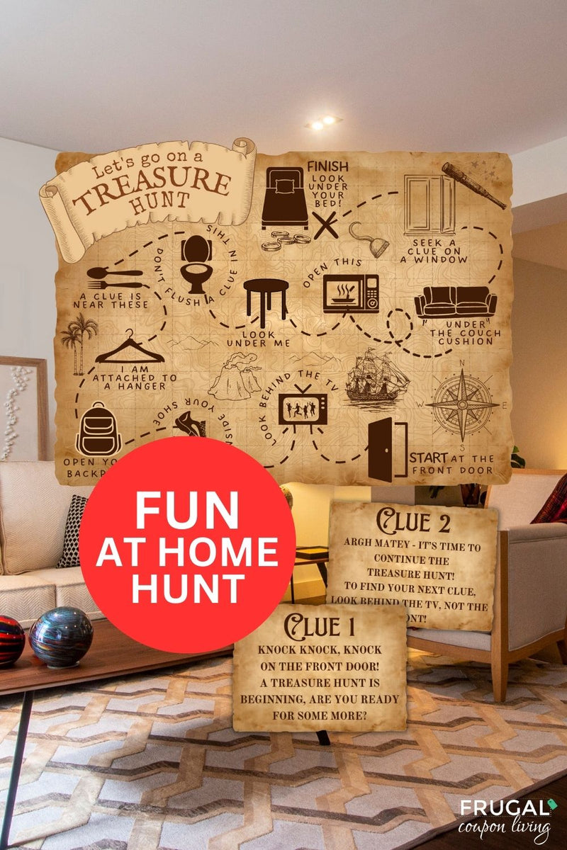 Indoor Treasure Hunt for Kids with At-home Treasure Map and Clue Cards ...