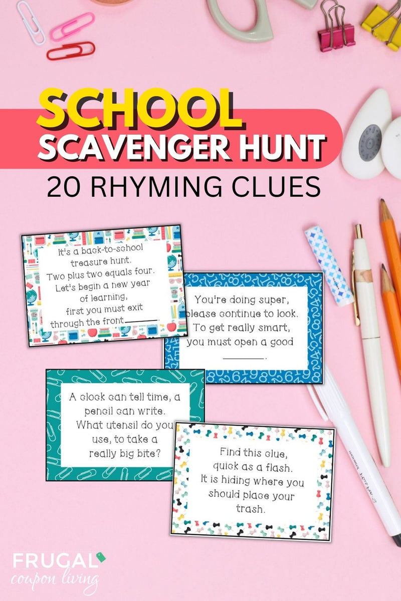 Back to School Scavenger Hunt Riddles Printable PDF – Frugal Coupon Living