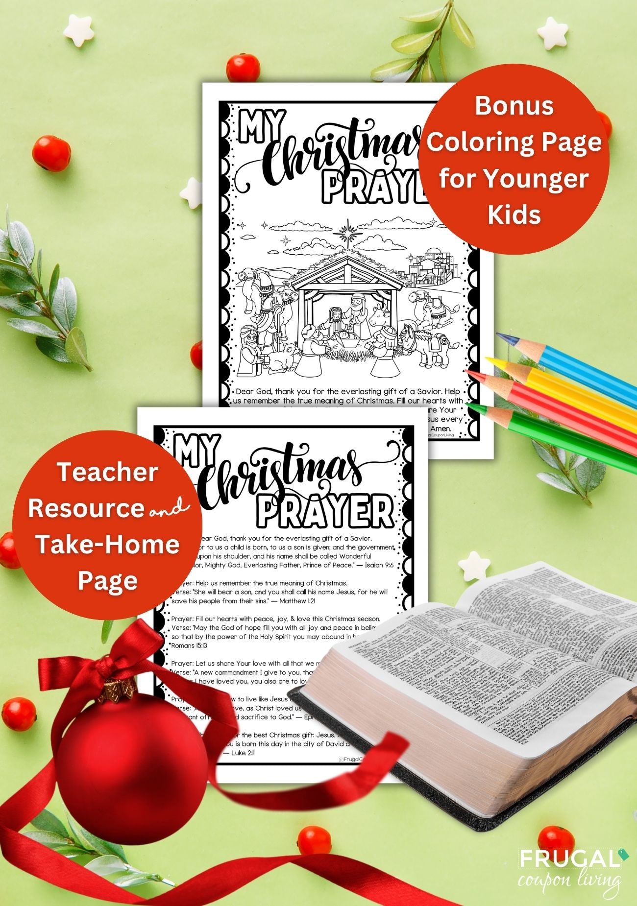 Christmas Prayer for Kids - Coloring Page and Wheel Craft – Frugal ...