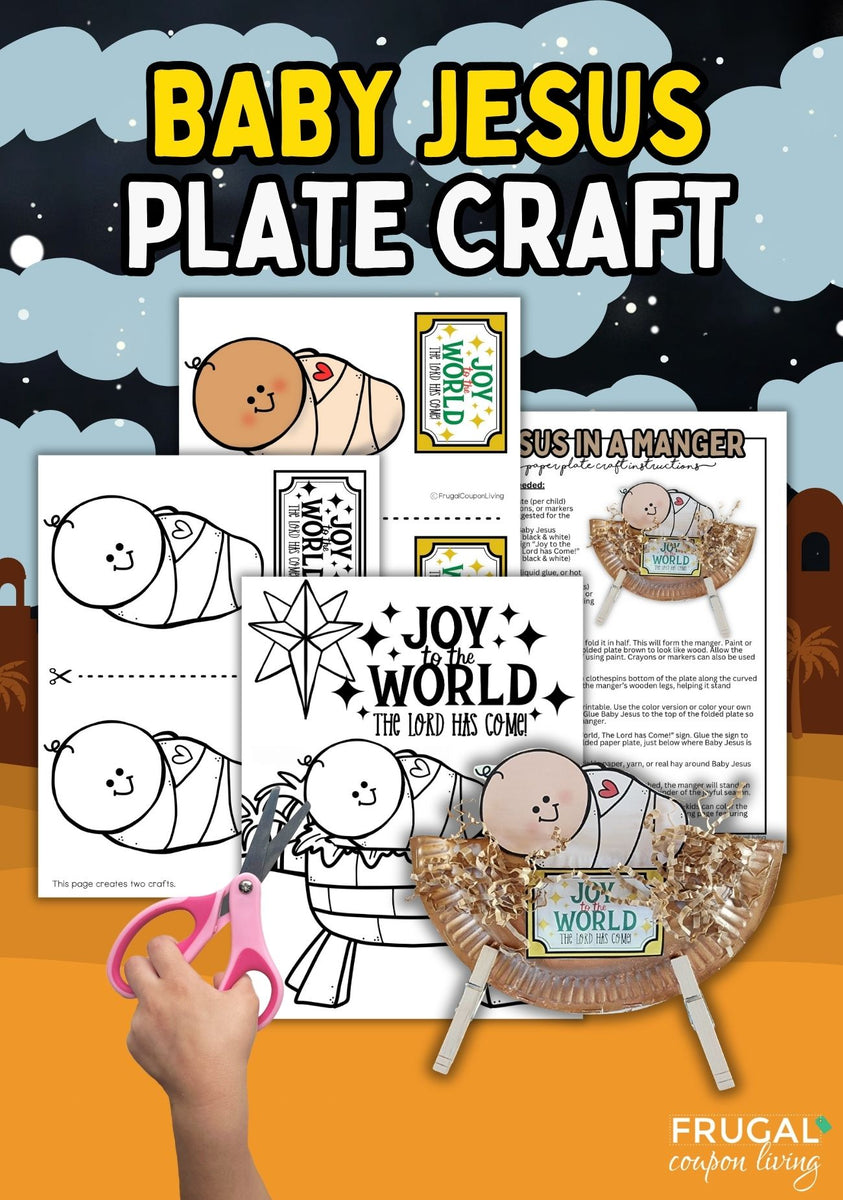 Baby Jesus in a Manger Paper Plate Craft for Kids – Frugal Coupon Living