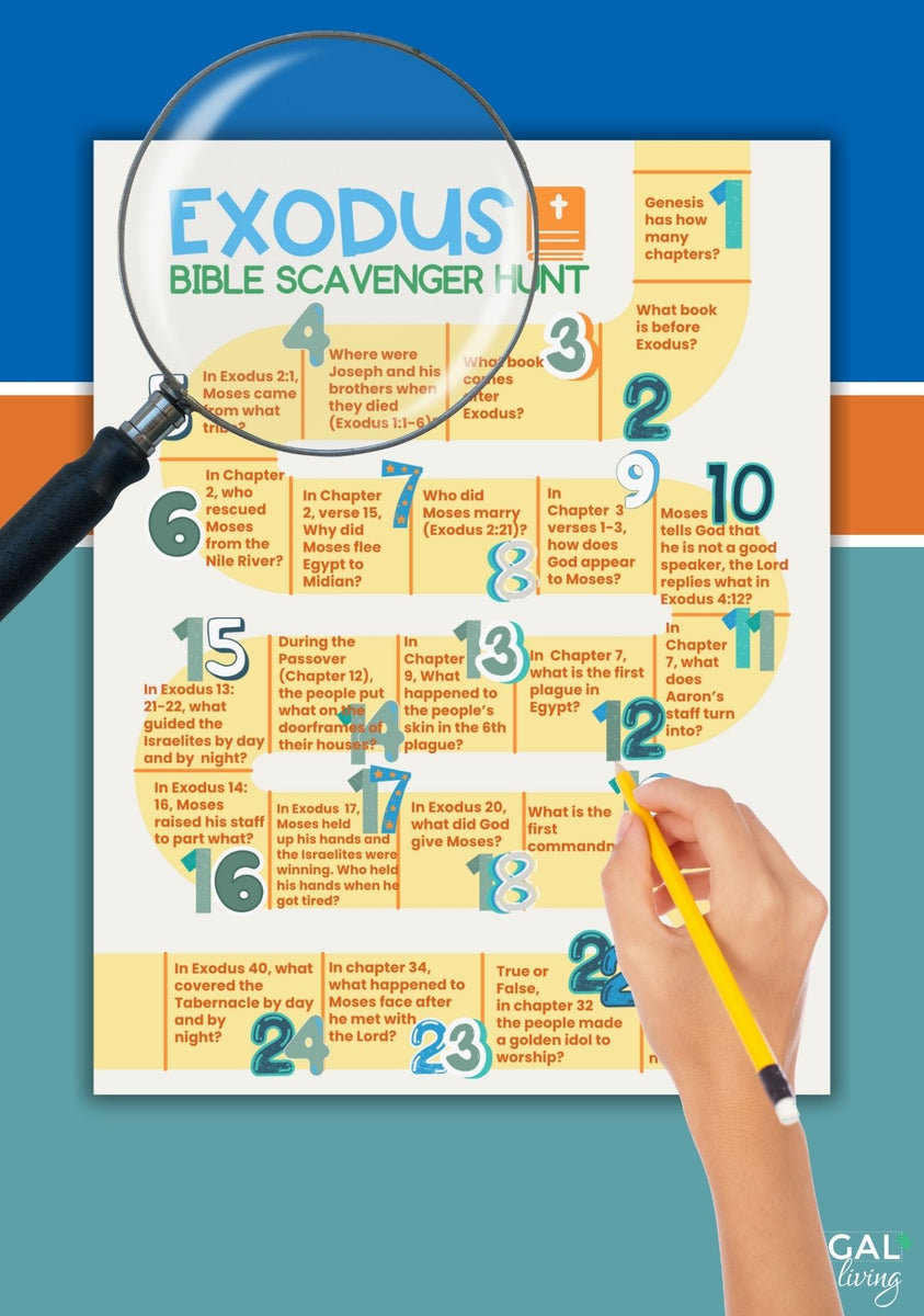 Exodus Bible Scavenger Hunt Printable - Bible Trivia Game Board ...