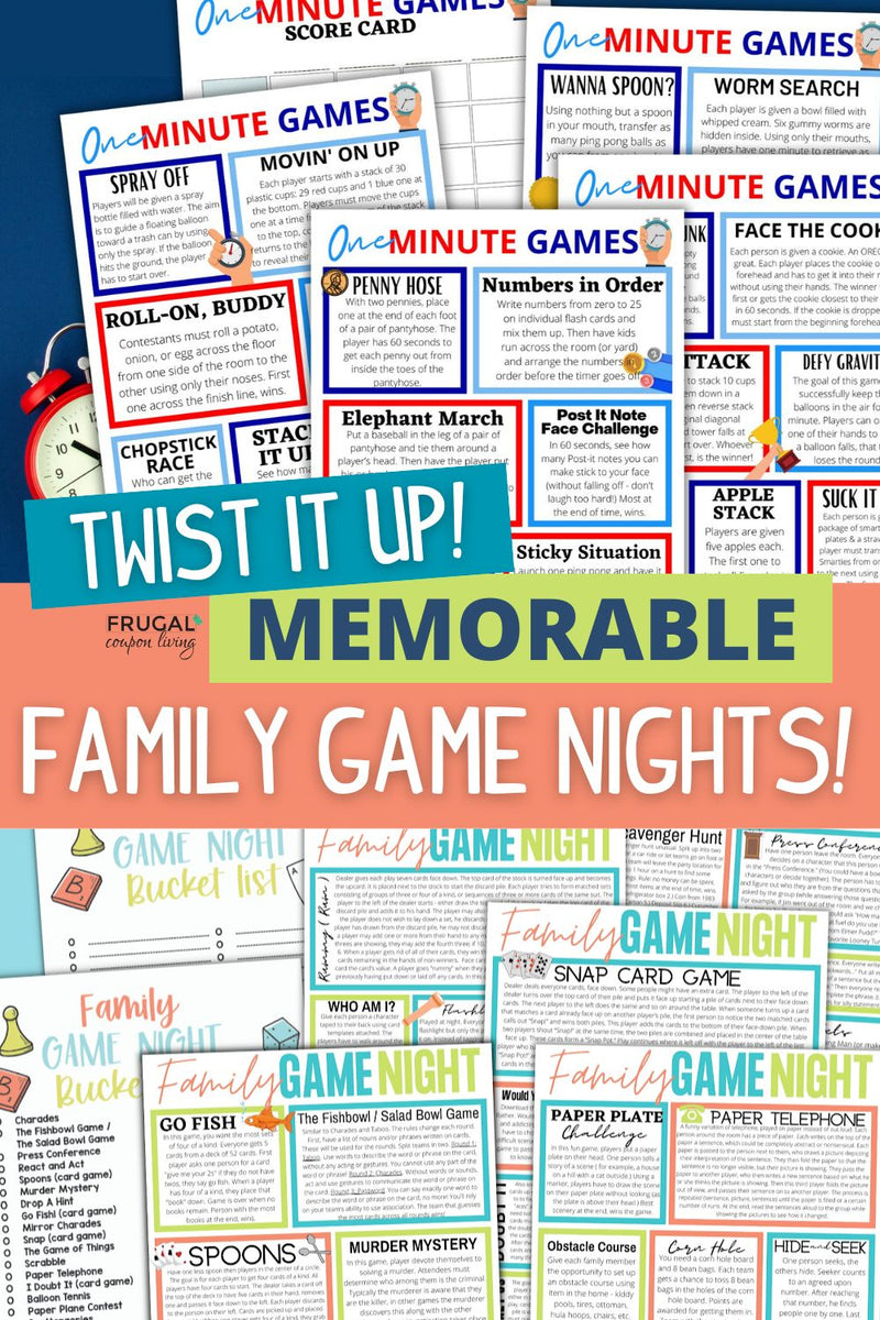 Family Game Night Bucket List - Fun Games with Instructions & Checklist ...