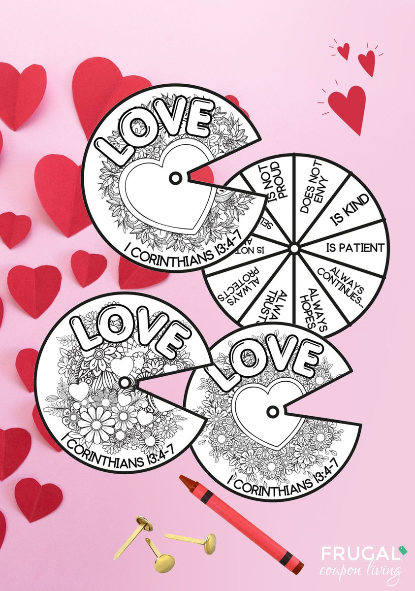 Love Is Spinner Coloring Wheel Craft - 1 Corinthians 13: 4-7 – Frugal ...