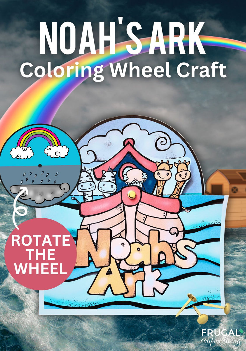 Noah's Ark Craft for Kids - Spinner Coloring Wheel – Frugal Coupon Living
