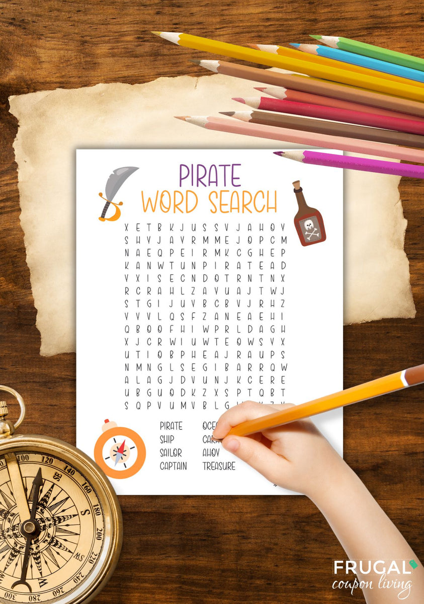 Pirate Activity Set - Pirate Treausre Hunt, Word Search, Coloring Pages ...