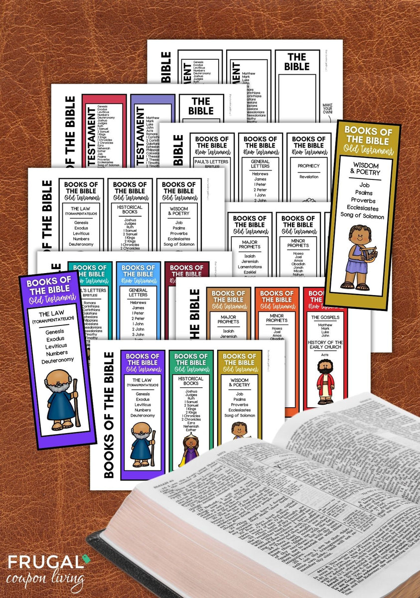 The 66 Books of the Bible Coloring Bookmark Set Divided into Sections ...